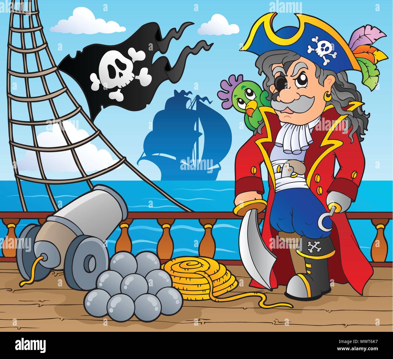 Deck vintage wooden pirate Stock Vector Images - Alamy