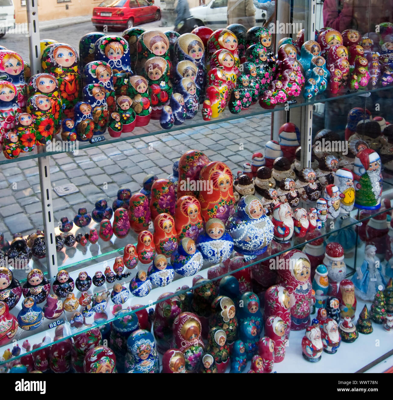 Russian nesting dolls in a store window Stock Photo - Alamy