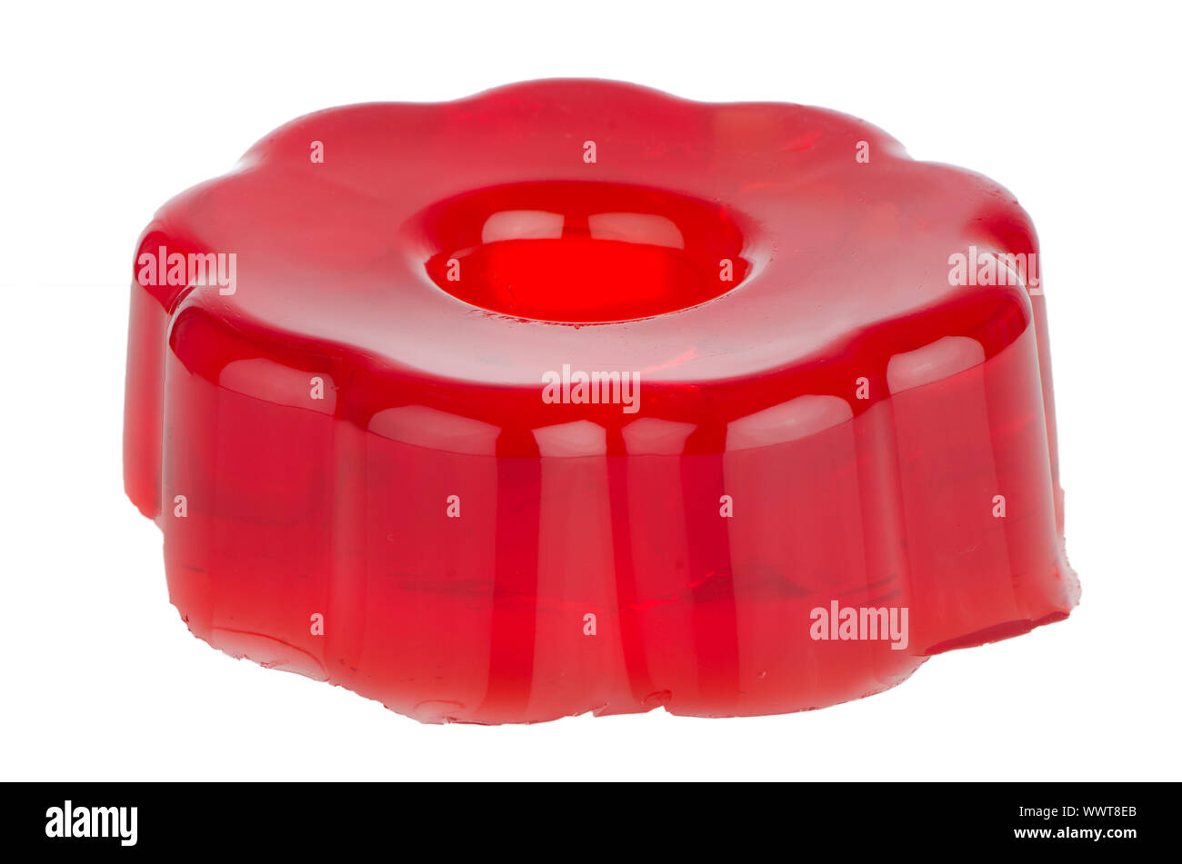 Delicious red gelatin isolated on white background Stock Photo - Alamy