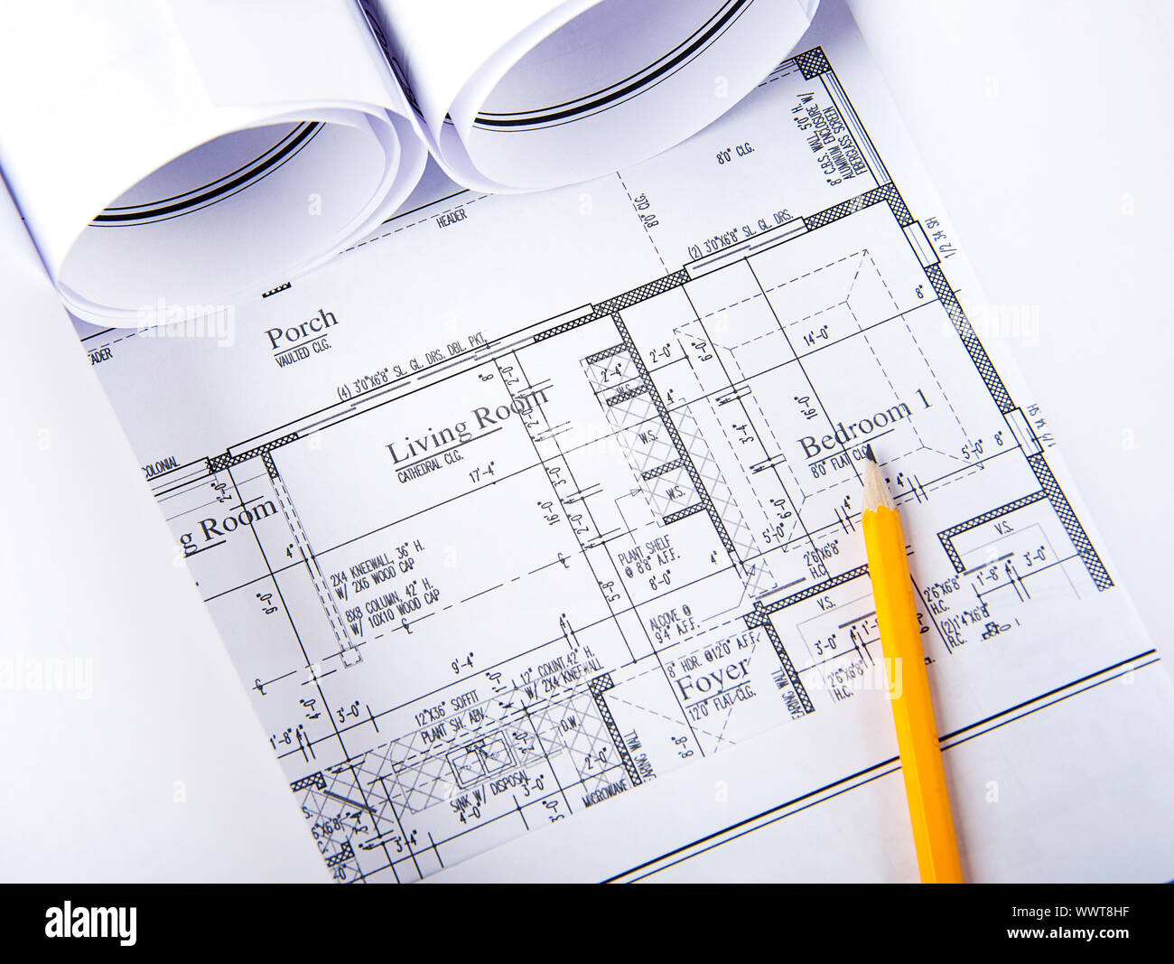 drawings of house in roll - still life Stock Photo - Alamy