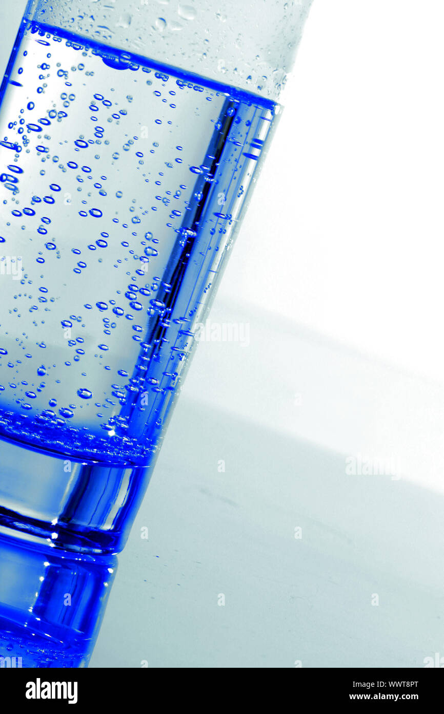 blue bubbled water in glass Stock Photo - Alamy