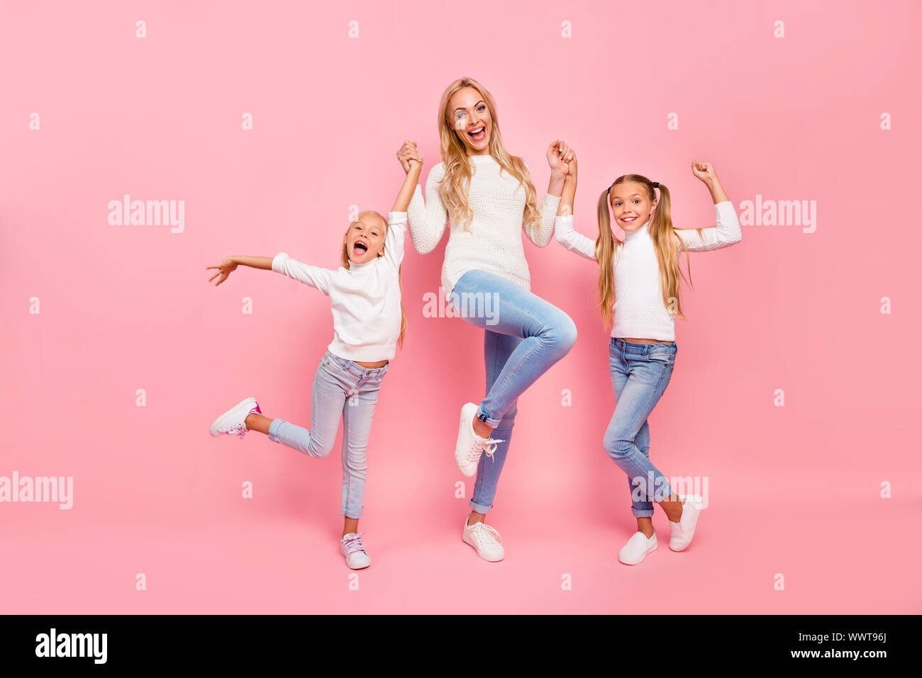 Full length size body portrait of nice cute attractive charming ...