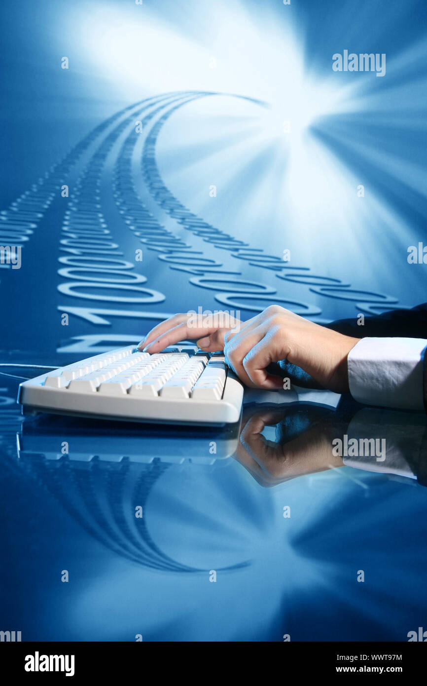 businessman input data information on keyboard Stock Photo - Alamy