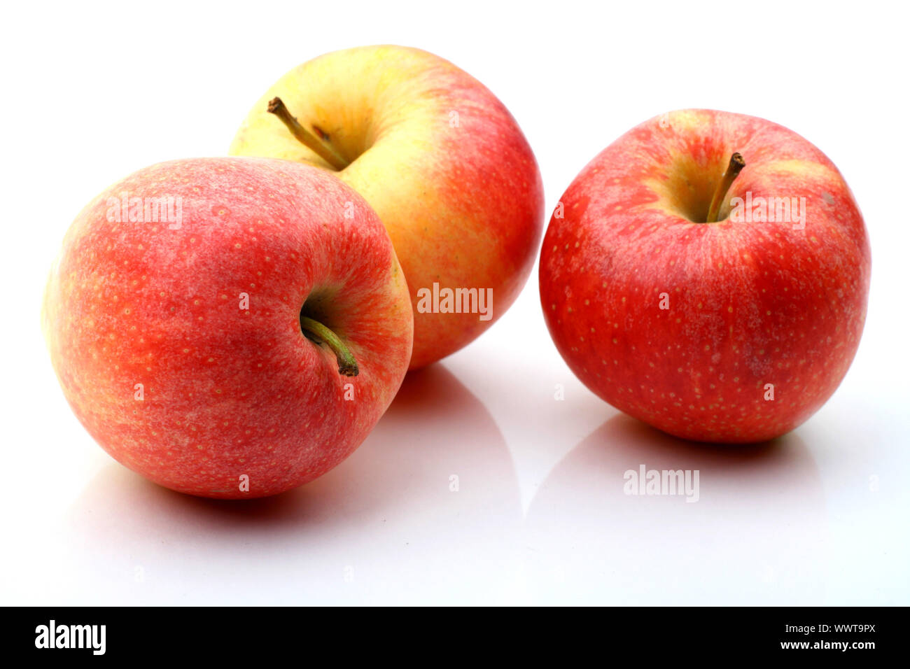 three apple isolated on white background Stock Photo - Alamy