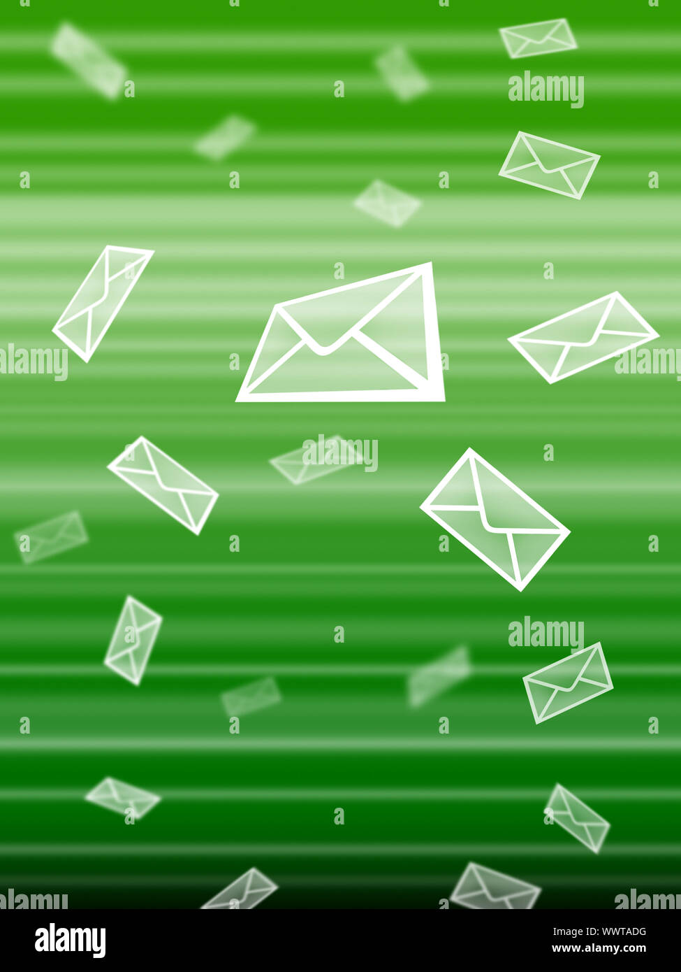 Abstract green background, with white postal mail Stock Photo - Alamy