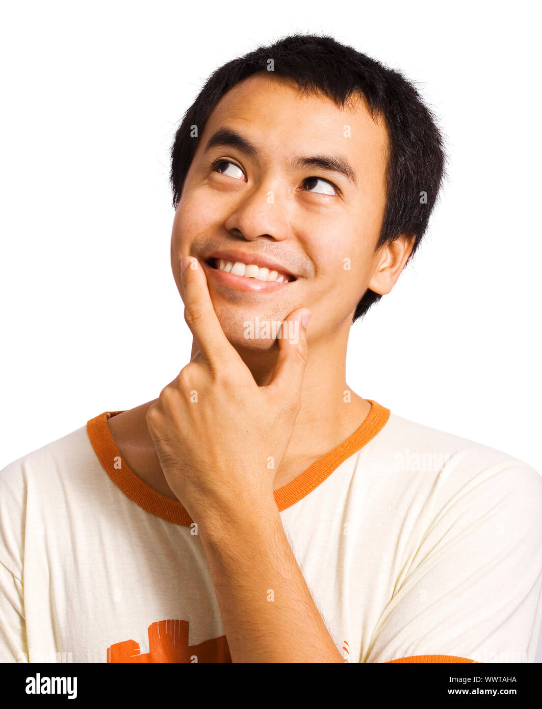 Young Man Thinking About Something And Getting Ideas Stock Photo - Alamy