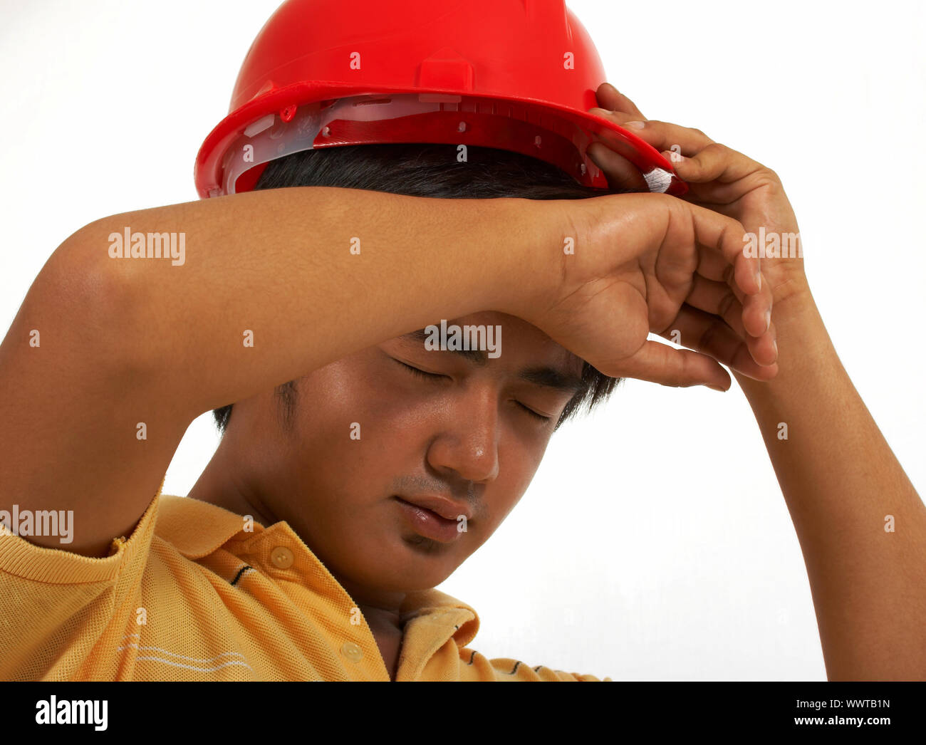 Construction Worker Exhausted After A Hard Day'S Work Stock Photo - Alamy