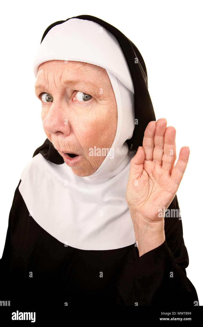 Funny Nun with Shocked Expression on her Face Stock Photo - Alamy