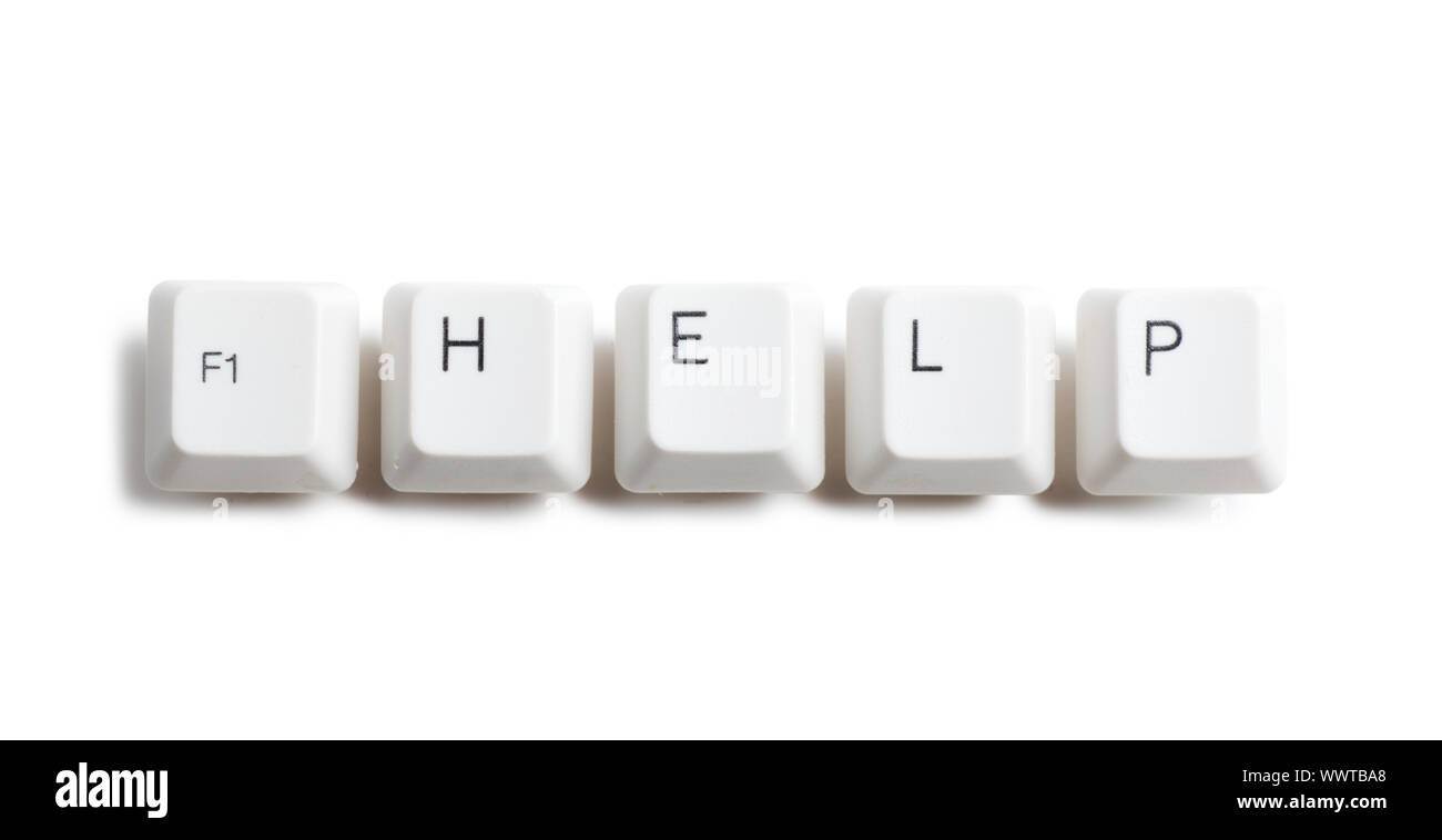 Help word written with computer buttons over white background Stock ...