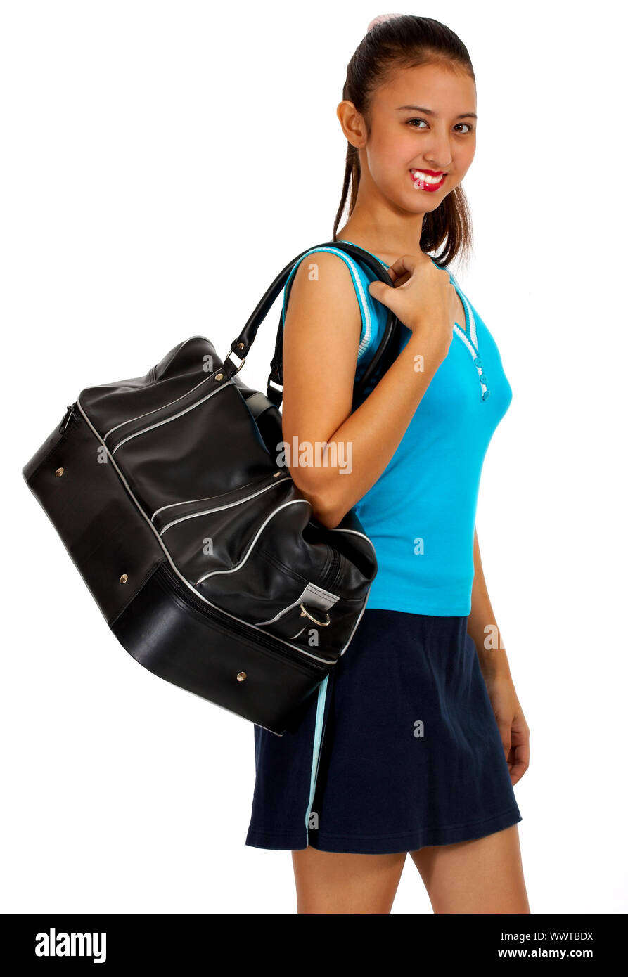 Teenager Carrying A Sports Bag Ready To Do Some Fitness Activities ...