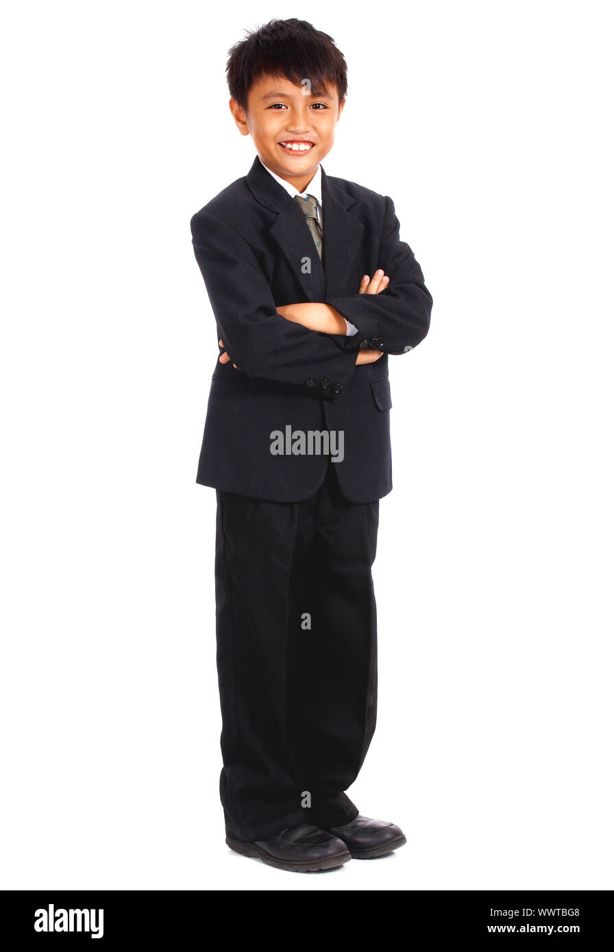 Happy Boy Dressed Smartly In A Jacket And Trousers Stock Photo - Alamy