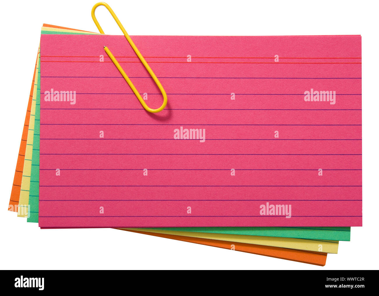 Different Colored Blank Index Cards Held With A Paper Clip Stock Photo ...