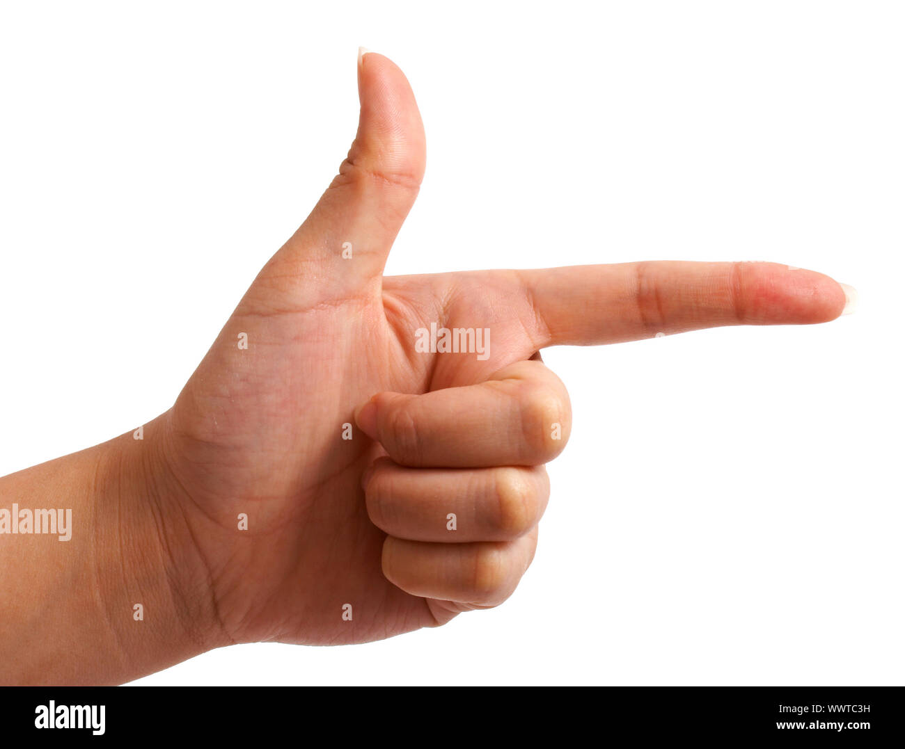 Using Hand To Point The Right Direction Stock Photo - Alamy
