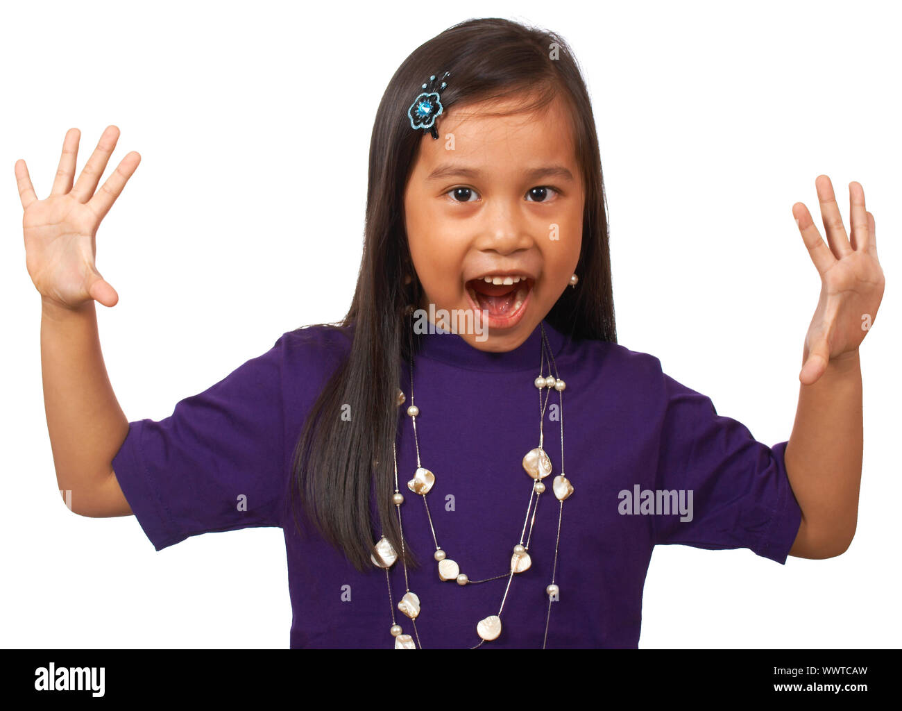 Surprised And Happy Asian School Kid Stock Photo - Alamy