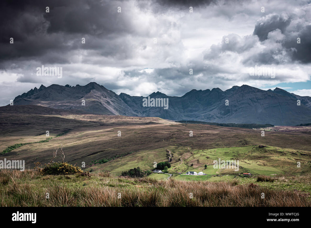 Majestic landscape of Isle of Skye,Scotland,UK.Dramatic sky with dark ...
