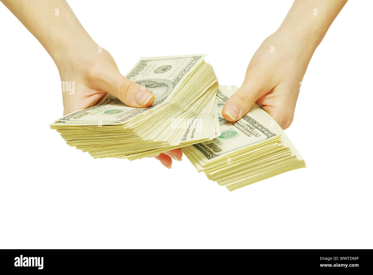 Hand with money isolated on white background Stock Photo - Alamy