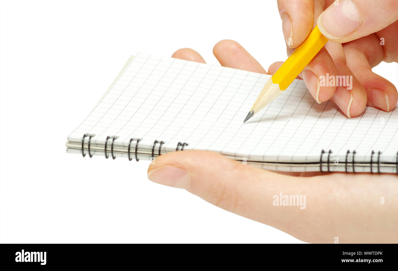 Business people taking notes isolated on white Stock Photo - Alamy