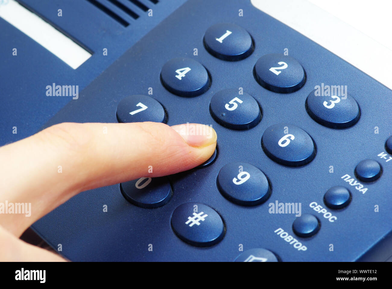 finger with blue telephone keypad Stock Photo - Alamy