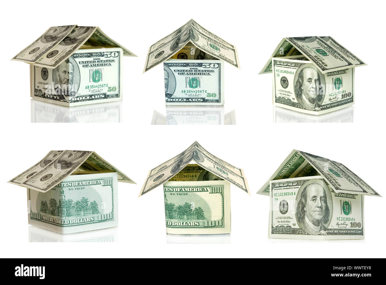 Money house on white background Stock Photo - Alamy