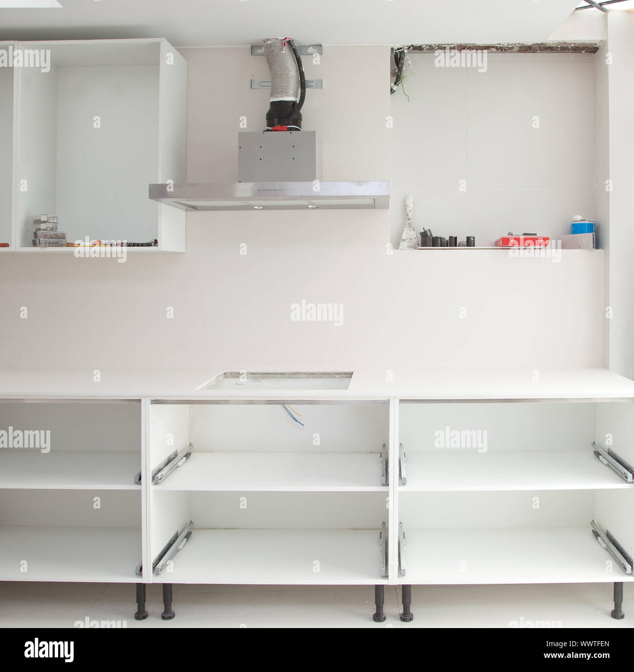 Interior design construction of a kitchen with cooker extractor fan ...