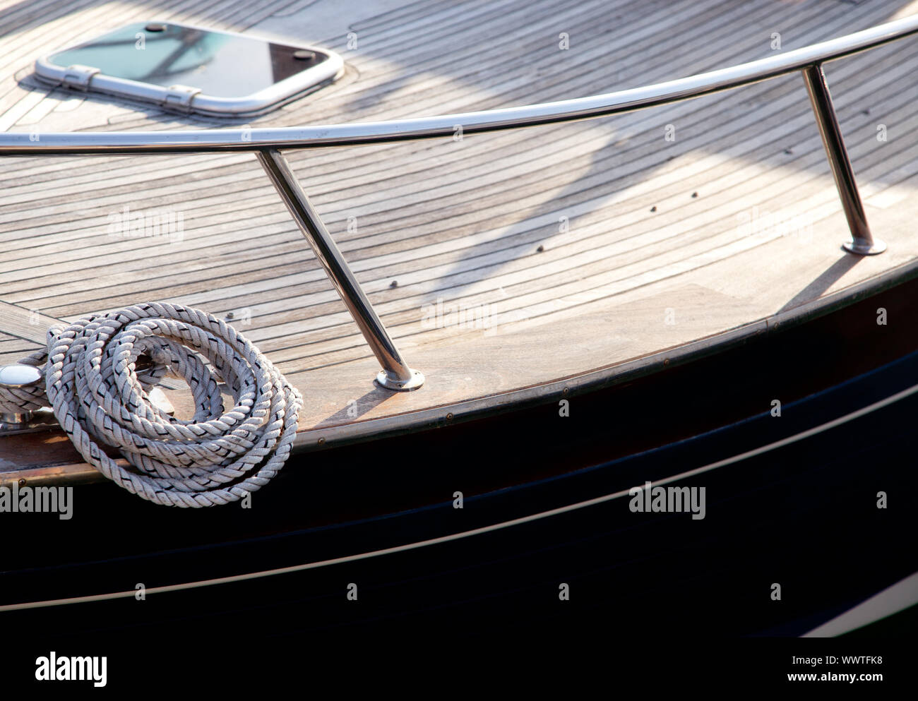 coil of marine rope detail in marina port Stock Photo - Alamy