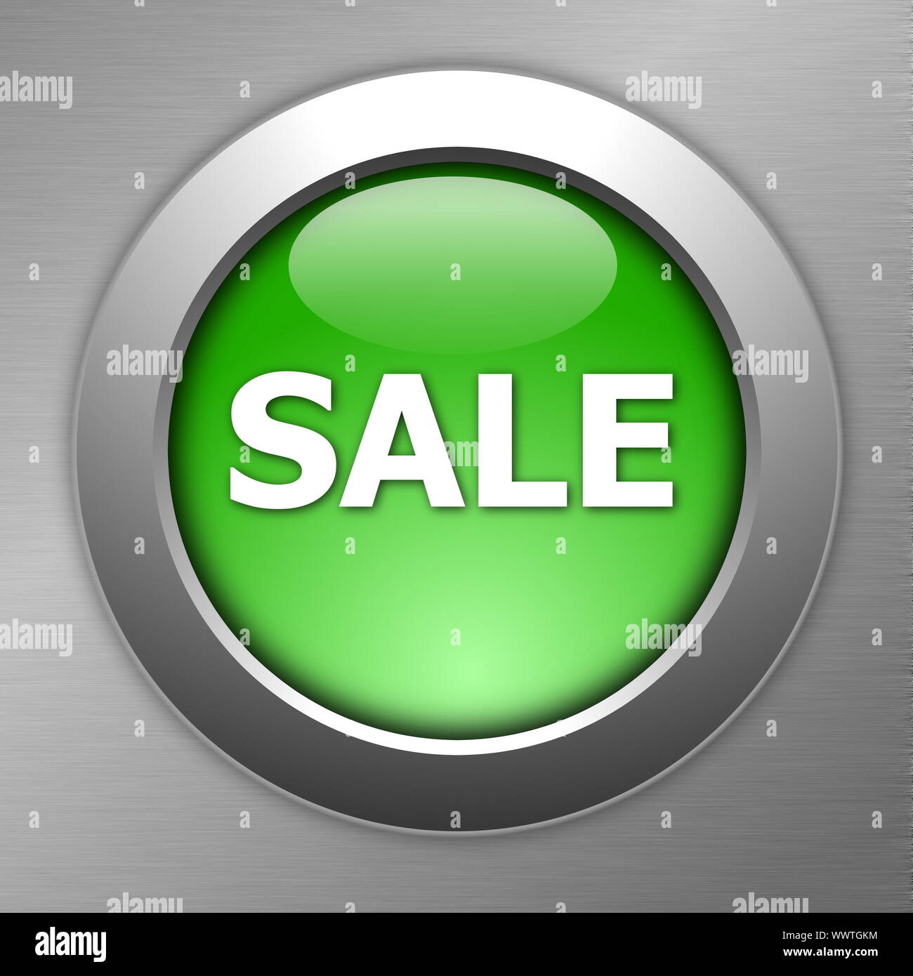 green sale button on a metal background Stock Photo - Alamy
