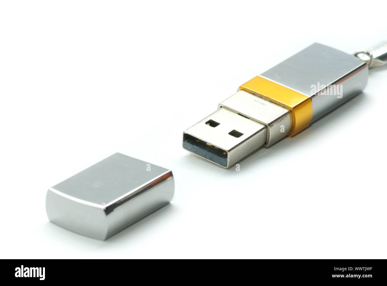 silver usb flash on white background Stock Photo - Alamy