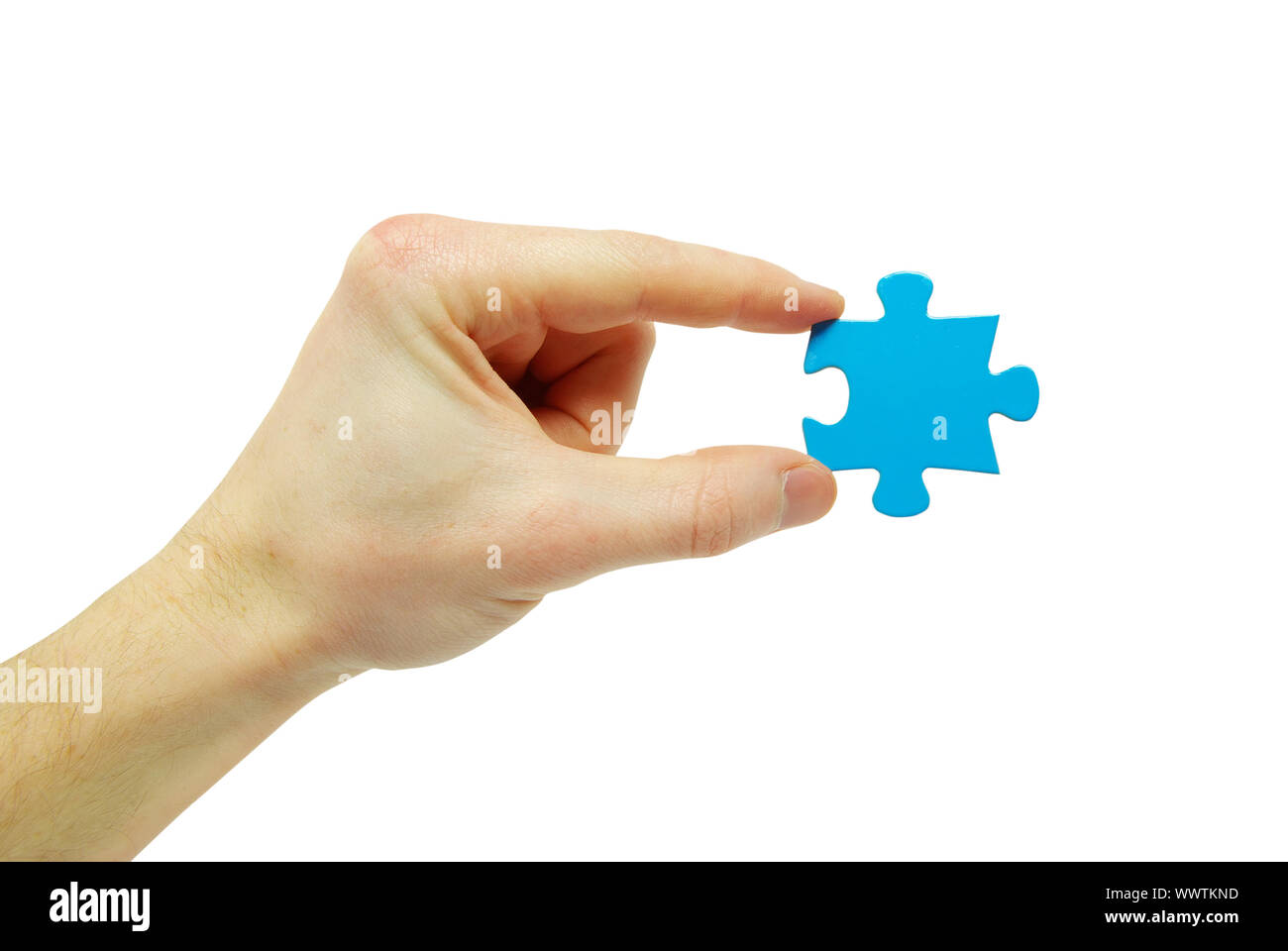 puzzle in hand isolated on white background Stock Photo - Alamy