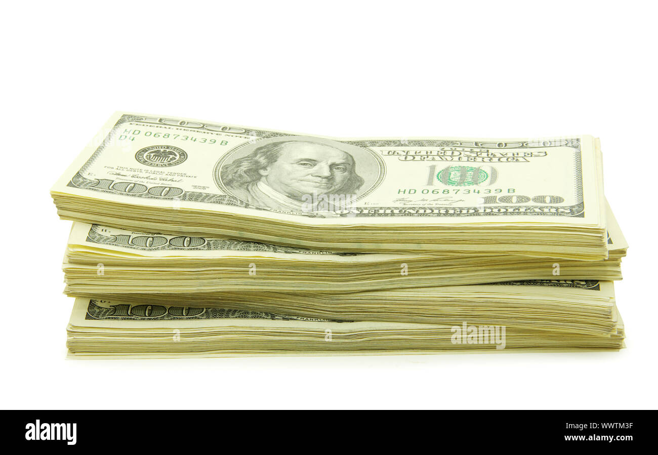 lot of money isolated on white background Stock Photo - Alamy