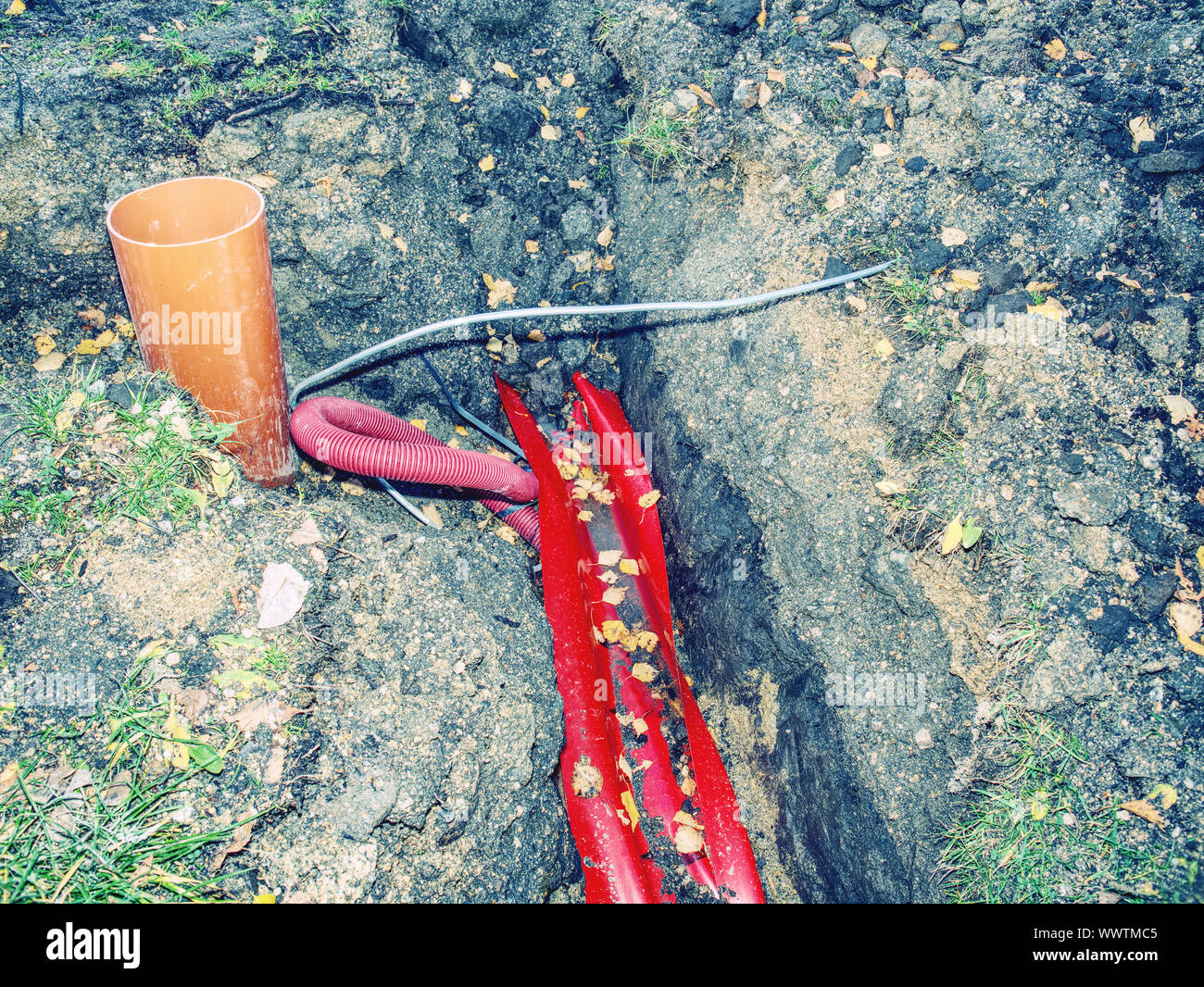 Red plastic tubing underground cable hi-res stock photography and ...
