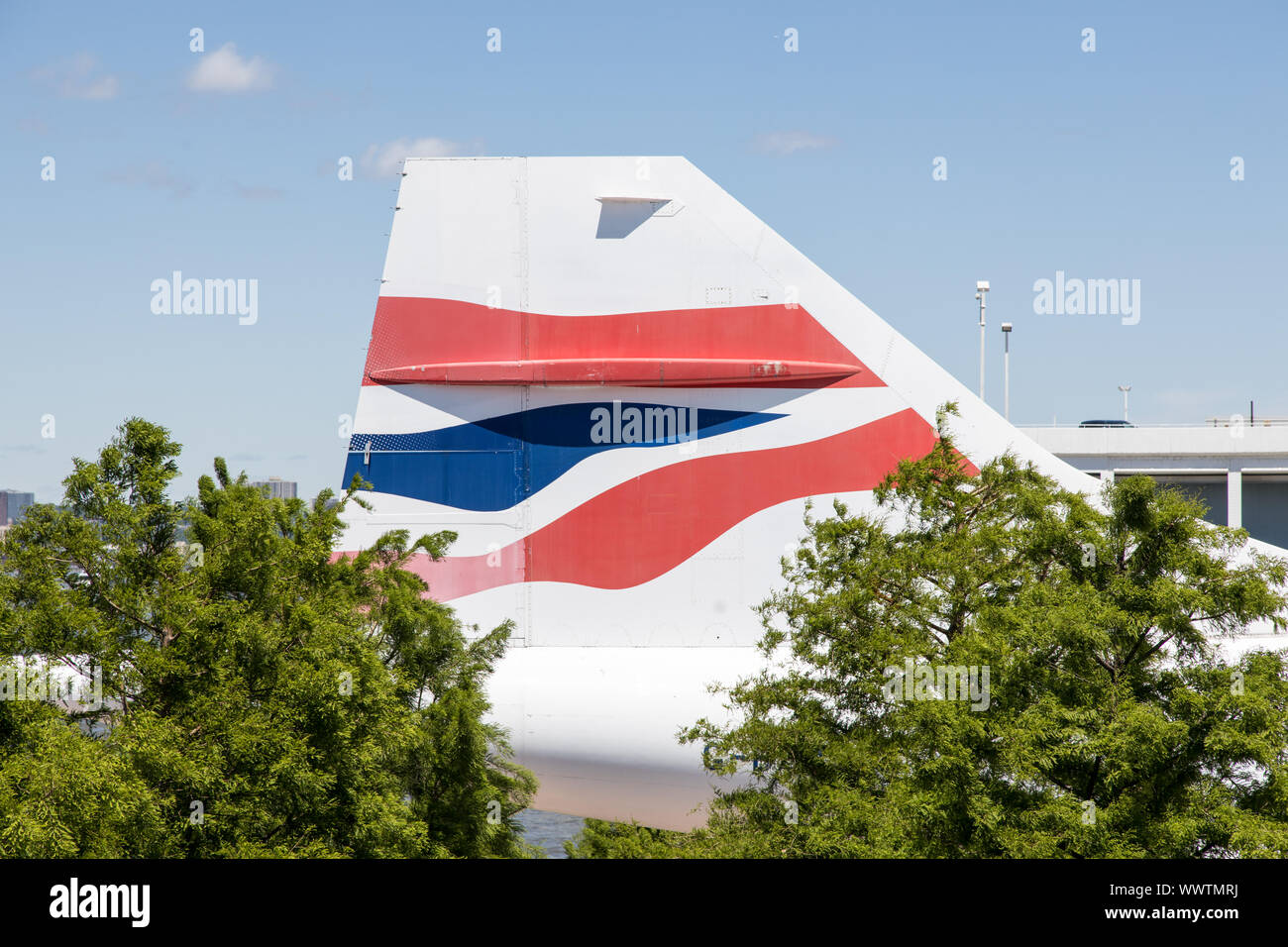 New York, USA - June 11th 2019: British Airways Concorde aircraft tail ...