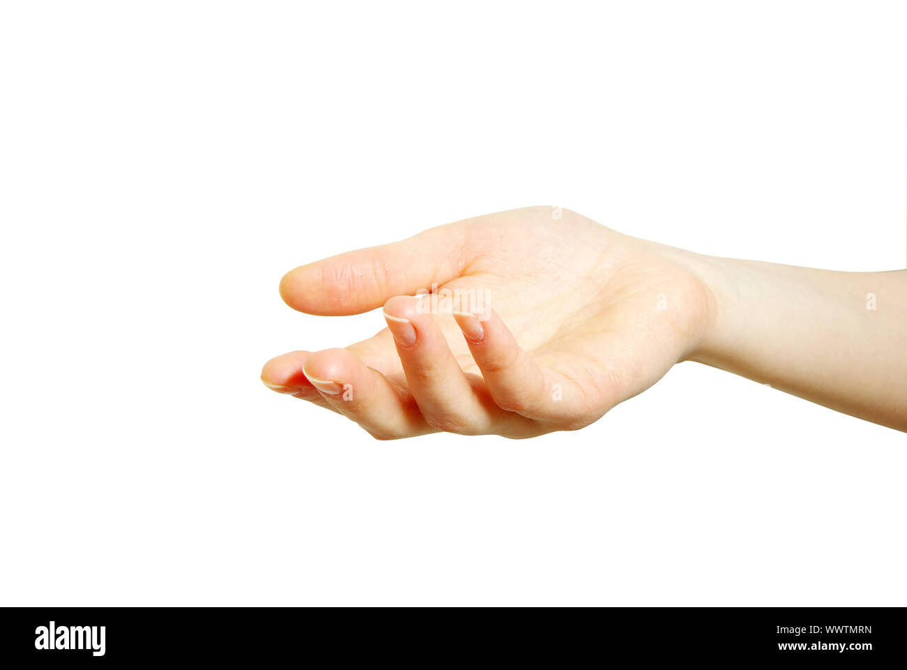 A hand begging alms on a white background Stock Photo - Alamy