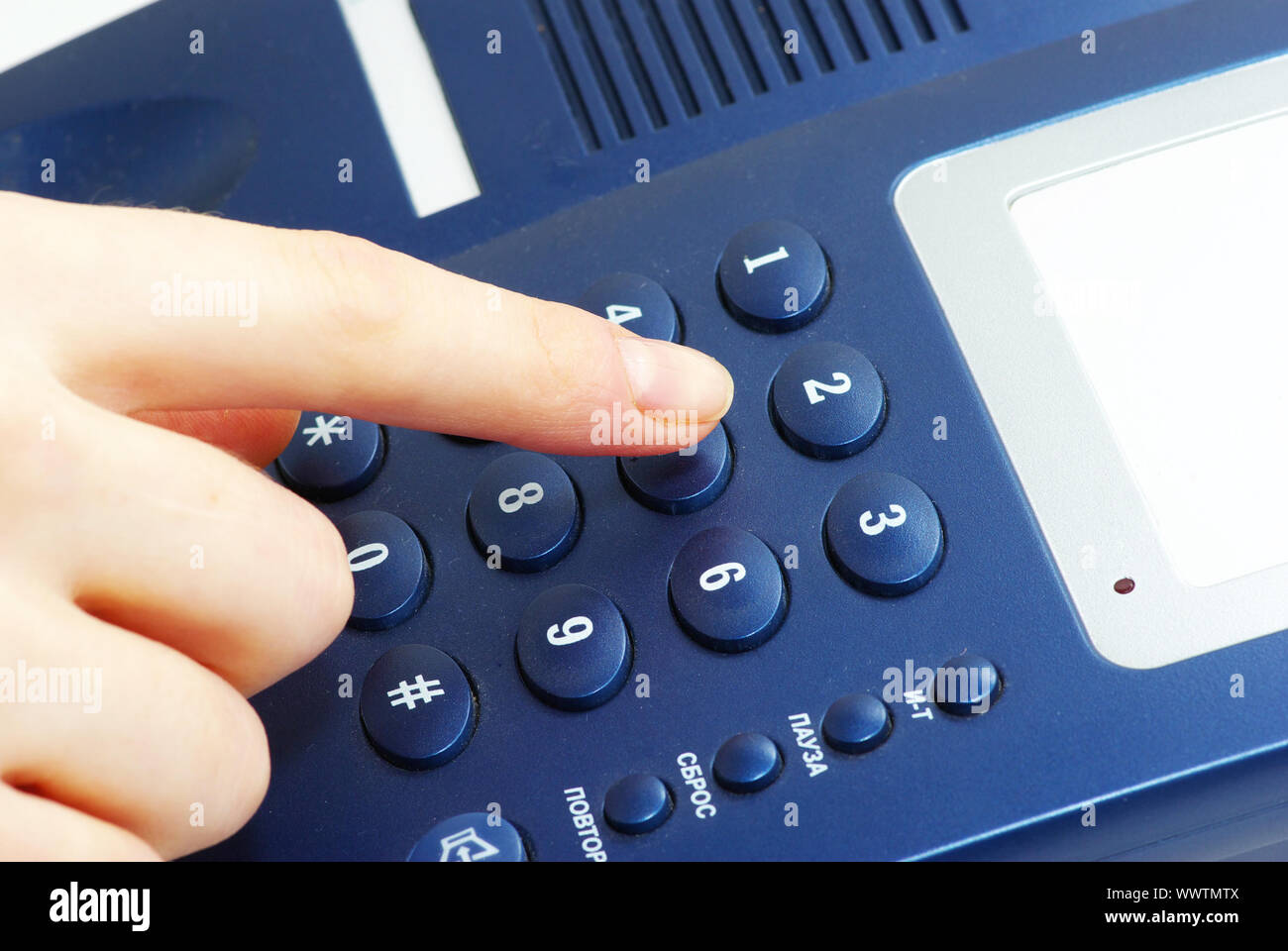 finger with blue telephone keypad Stock Photo - Alamy