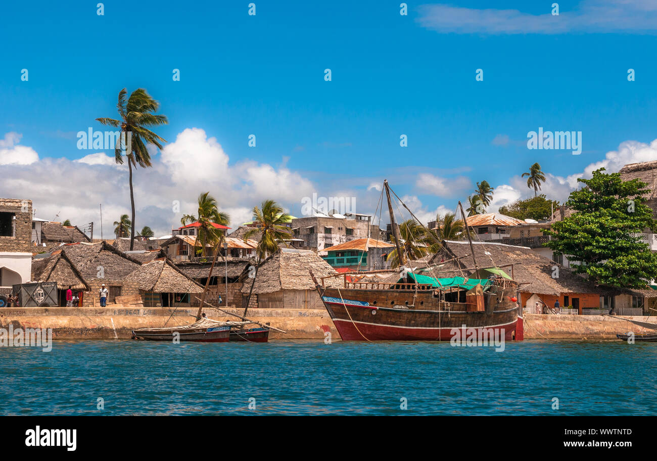 Lamu old town waterfront, Kenya, UNESCO World Heritage site Stock Photo ...