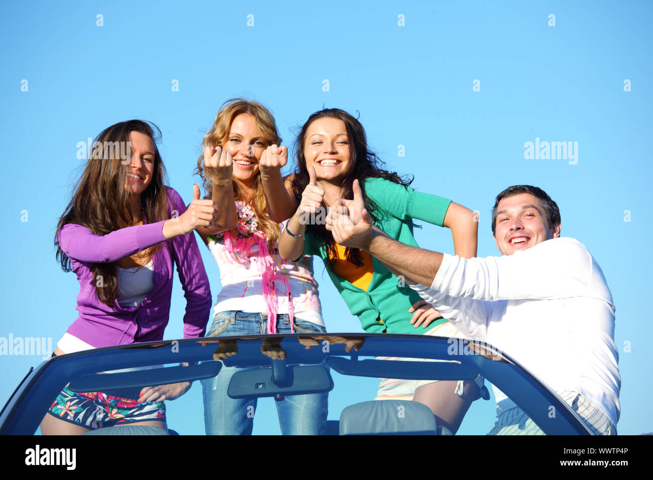 people group fun in cabriolet Stock Photo - Alamy