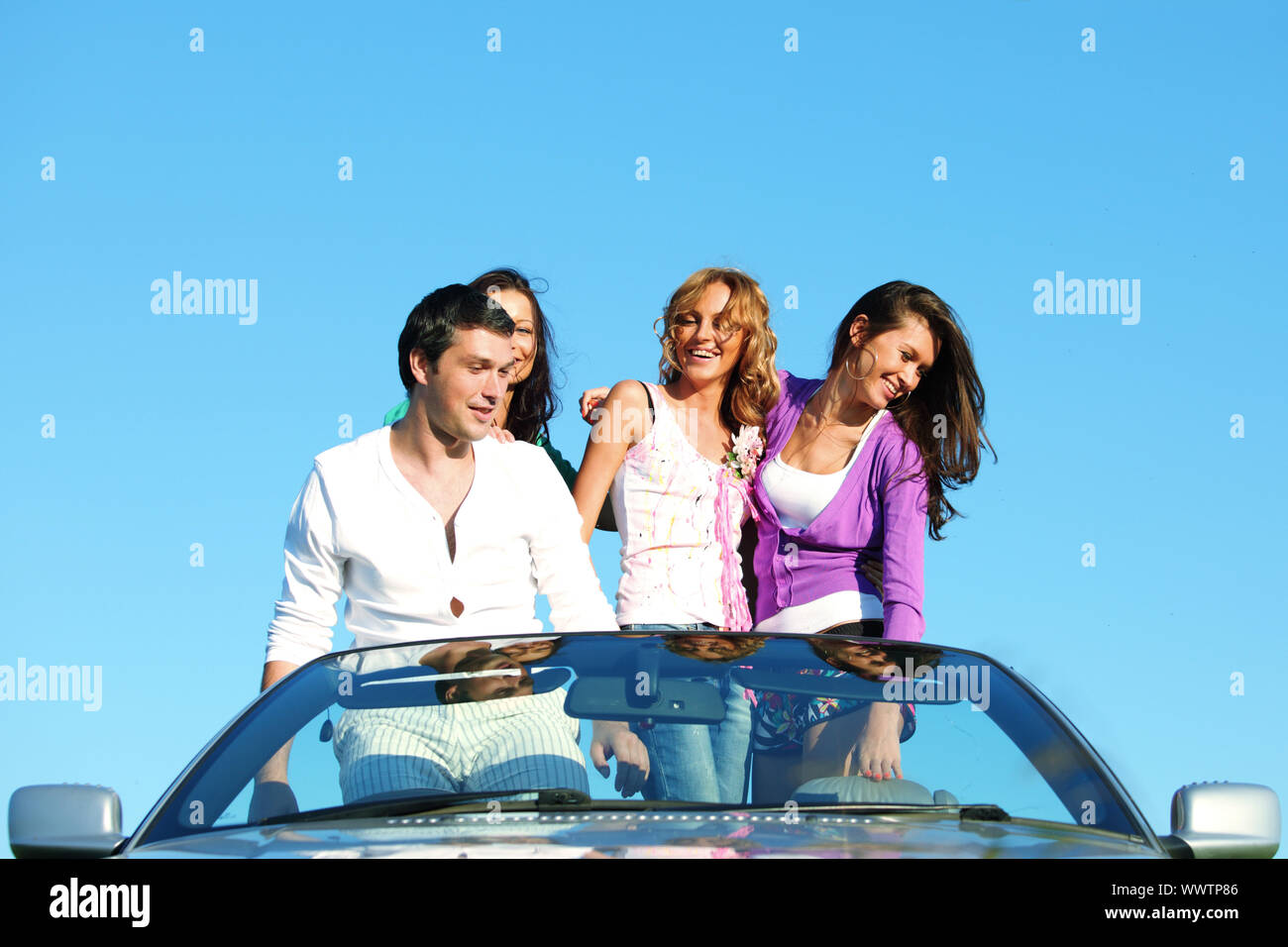 people group fun in cabriolet Stock Photo - Alamy