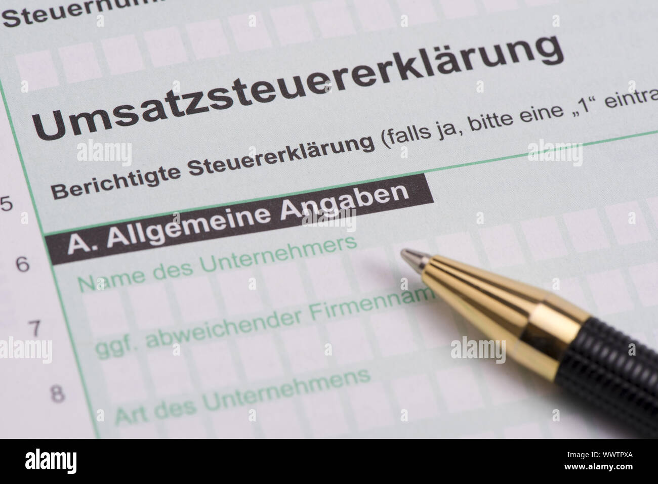Tax declaration for tax office with form Stock Photo - Alamy