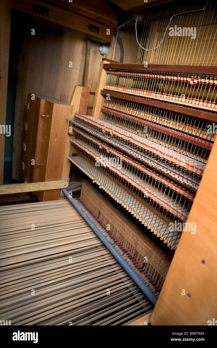 Interior of an old wooden pipe organ Stock Photo - Alamy