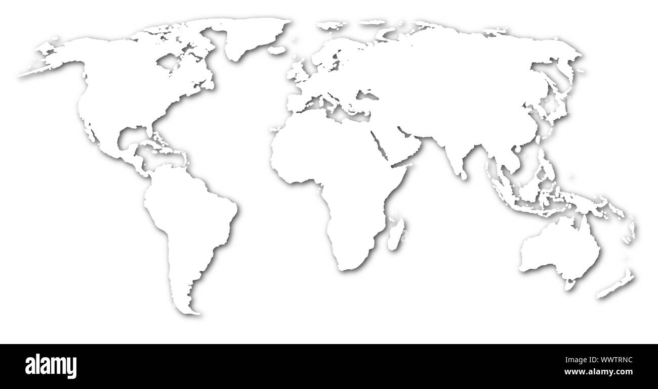 map of the world isolated on white background Stock Photo - Alamy