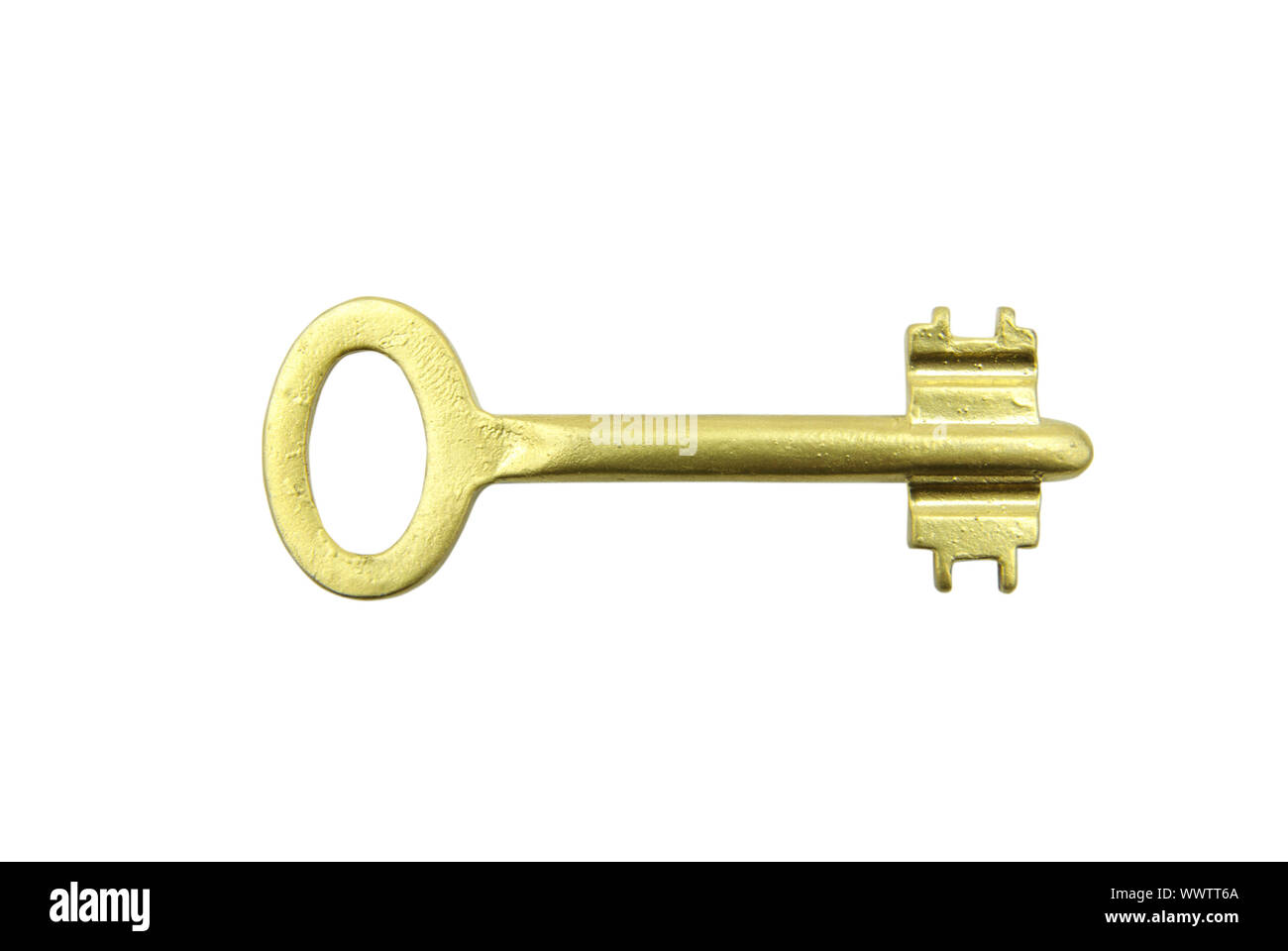 Old gold key on white background Stock Photo - Alamy