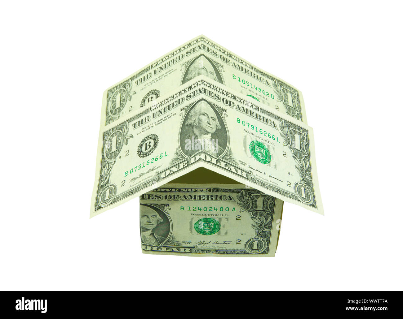 Money house isolated on white background Stock Photo - Alamy