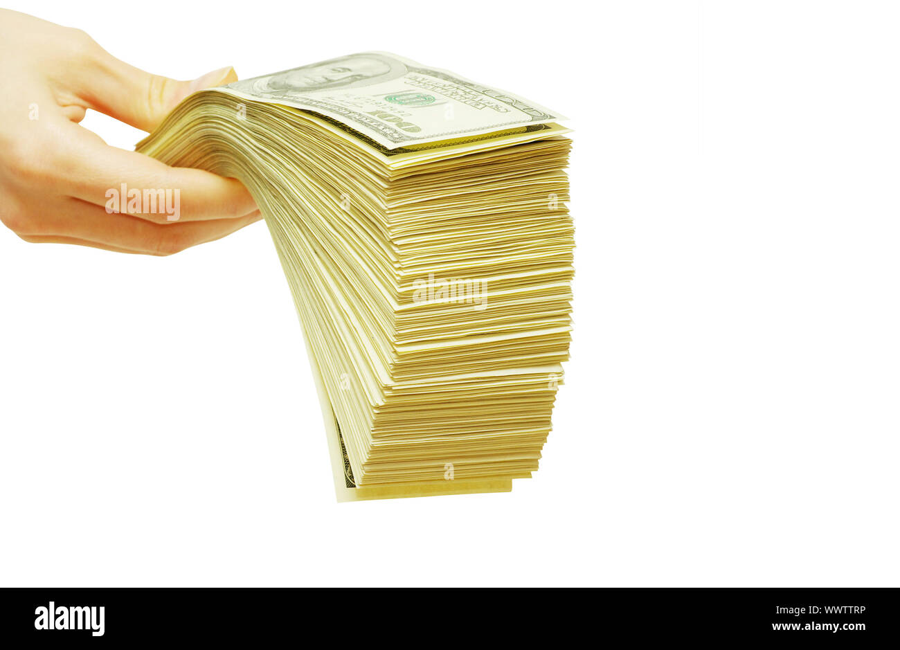 Hand with money isolated on white background Stock Photo - Alamy