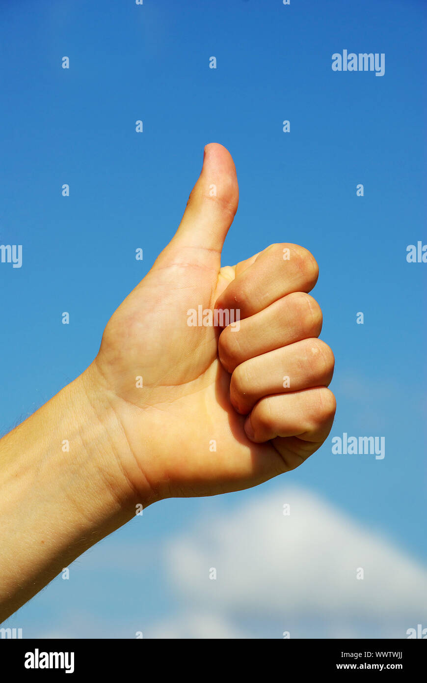 hand with thumb up ok signal Stock Photo - Alamy