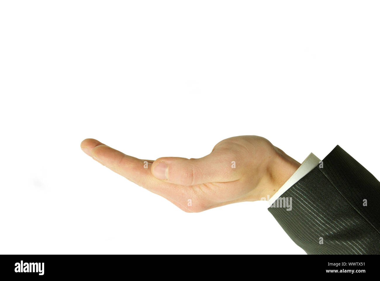 A hand begging alms on a white background Stock Photo - Alamy