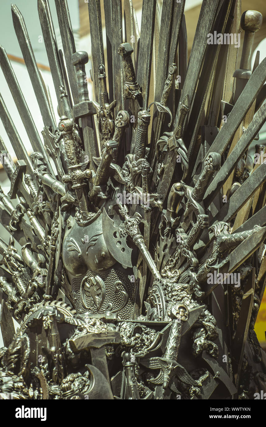 Queen, royal throne made of iron swords, seat of the king, symbol of ...