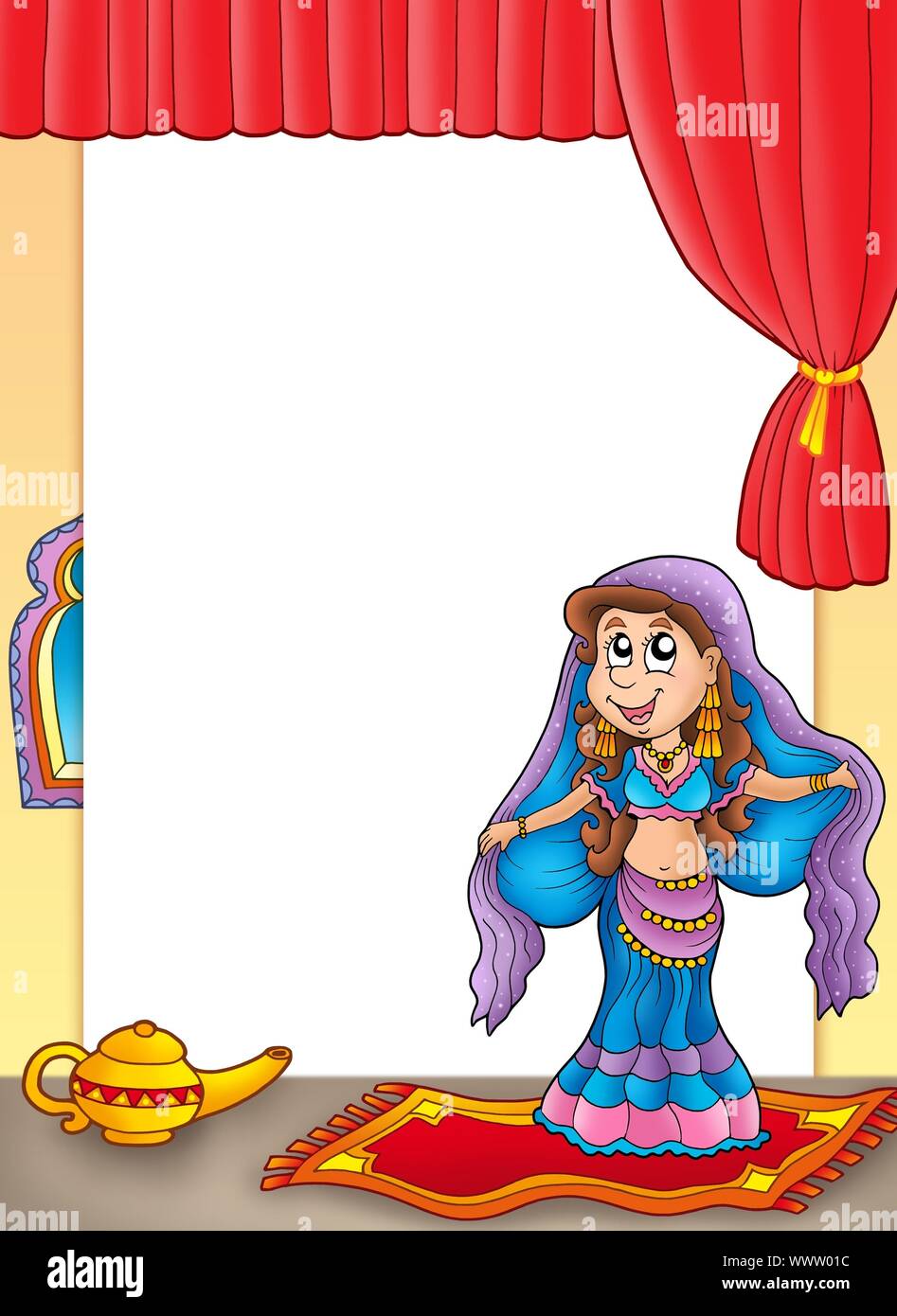 Frame with belly dancer - color illustration Stock Photo - Alamy