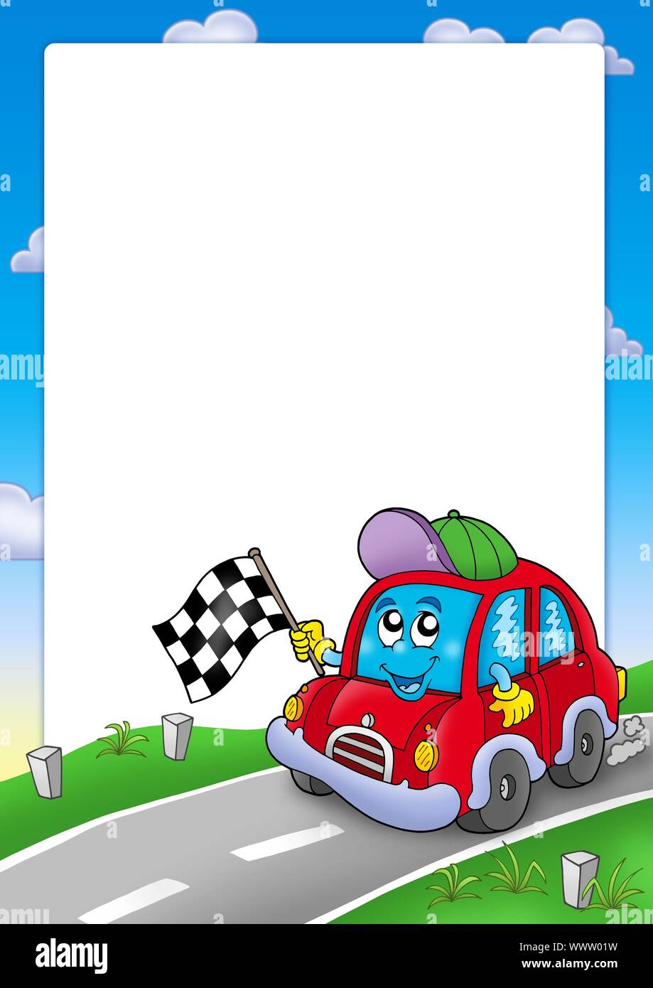 Frame with car race starter - color illustration Stock Photo - Alamy