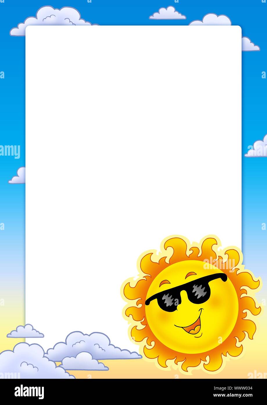 Frame with spring Sun - color illustration Stock Photo - Alamy