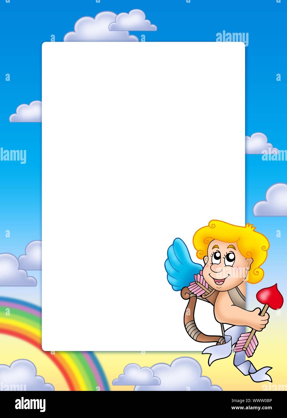 Valentine frame with Cupid 4 - color illustration Stock Photo - Alamy