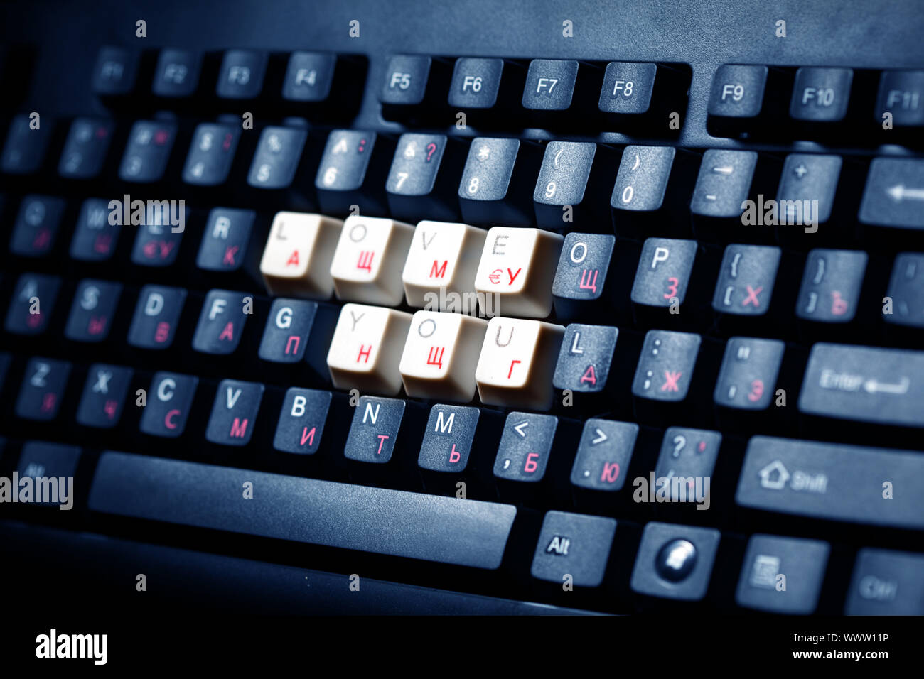 keyboard love you key macro close up Stock Photo - Alamy